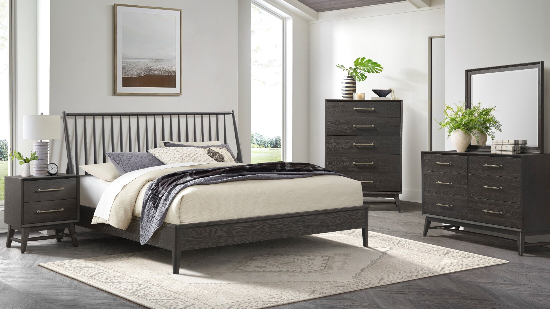 Bay Side Black 5 Piece Queen Bedroom Set | Cardis